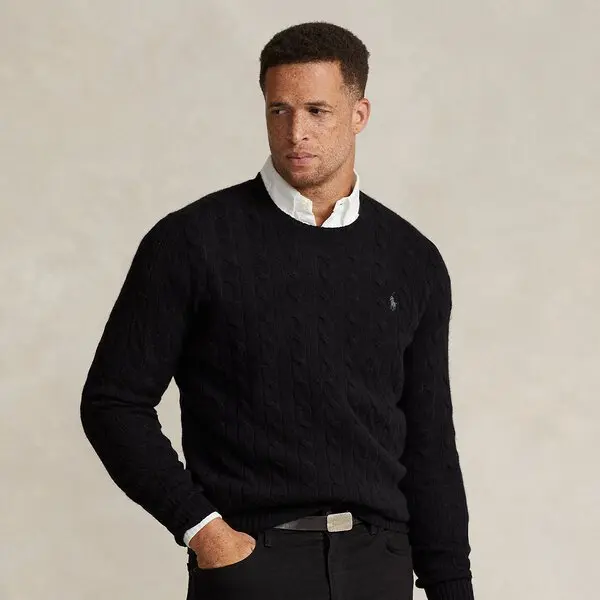 Ralph Lauren Cable-knit Wool-cashmere Sweater - Polo Black