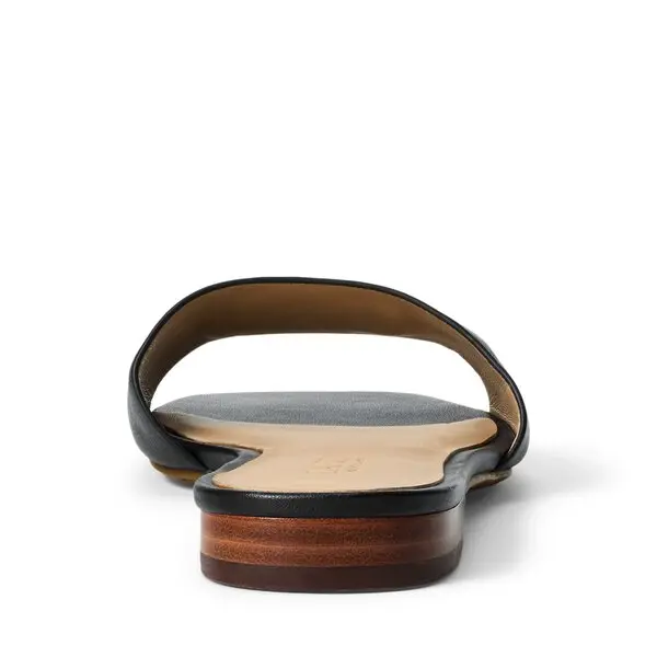 Ralph Lauren Everley Calfskin Slide Sandal - Black