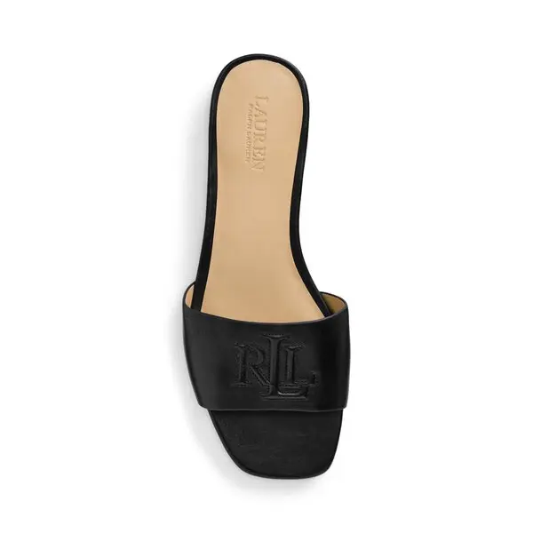 Ralph Lauren Everley Calfskin Slide Sandal - Black