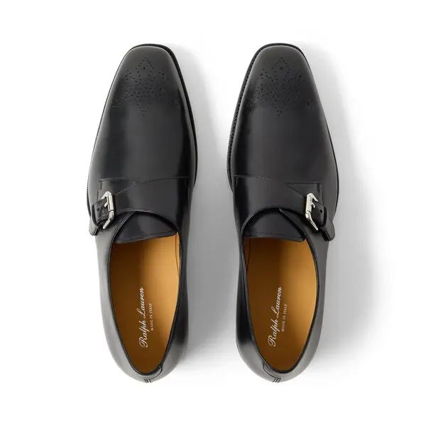 Ralph Lauren Darnell Calfskin Monk-strap Shoe - Black