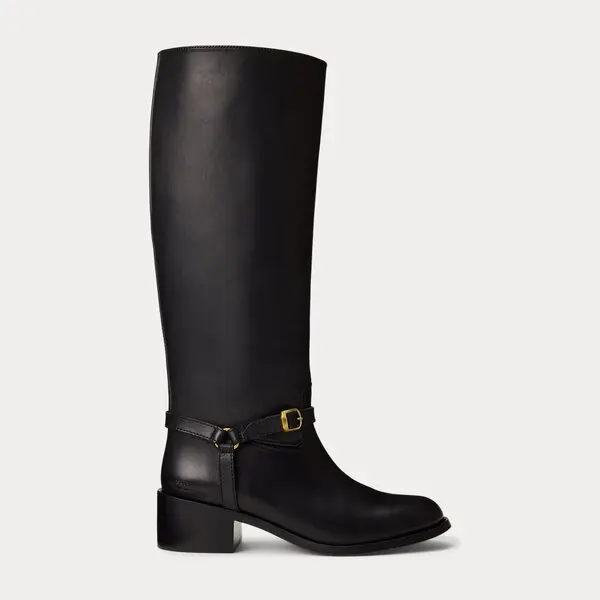 Ralph Lauren Harness Burnished Leather Riding Boot