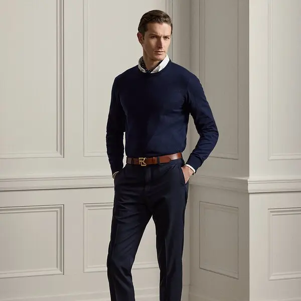 Ralph Lauren Gregory Hand-tailored Wool Trousers - Dark Navy