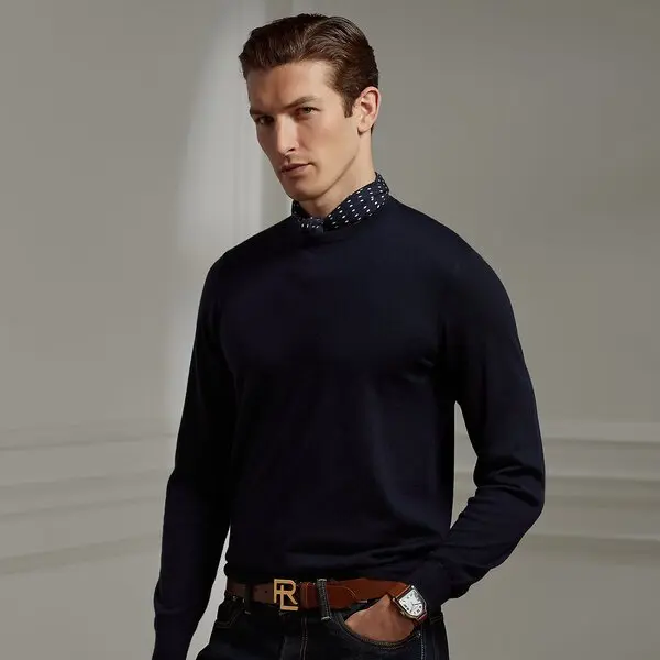 Ralph Lauren Cashmere Crewneck Sweater - Classic Chairman Navy