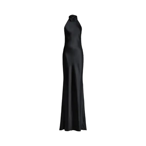 Ralph Lauren Chilton Stretch Satin Evening Gown - Black