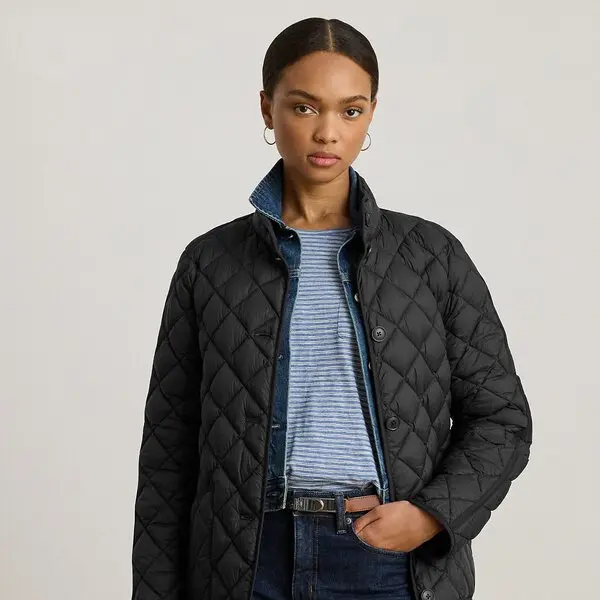 Ralph Lauren Diamond-quilted Mockneck Jacket - Black