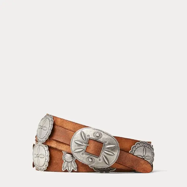 Ralph Lauren Leather Cast Concho Belt - Brown