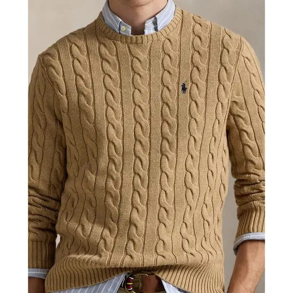 Ralph Lauren Cable-knit Cotton Sweater - Camel Melange