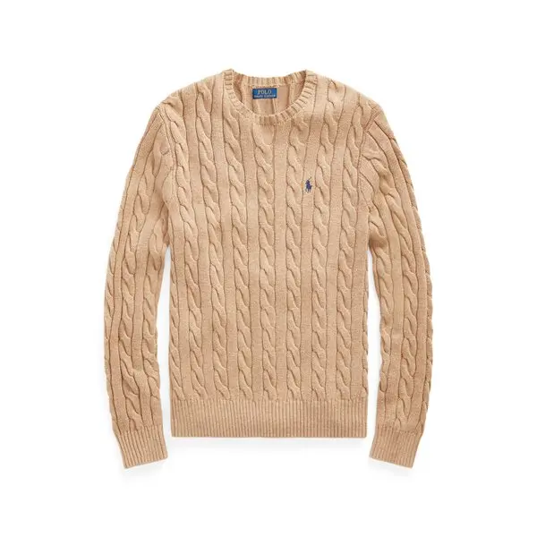 Ralph Lauren Cable-knit Cotton Sweater - Camel Melange
