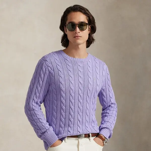 Ralph Lauren Cable-knit Cotton Sweater - Sky Lavender