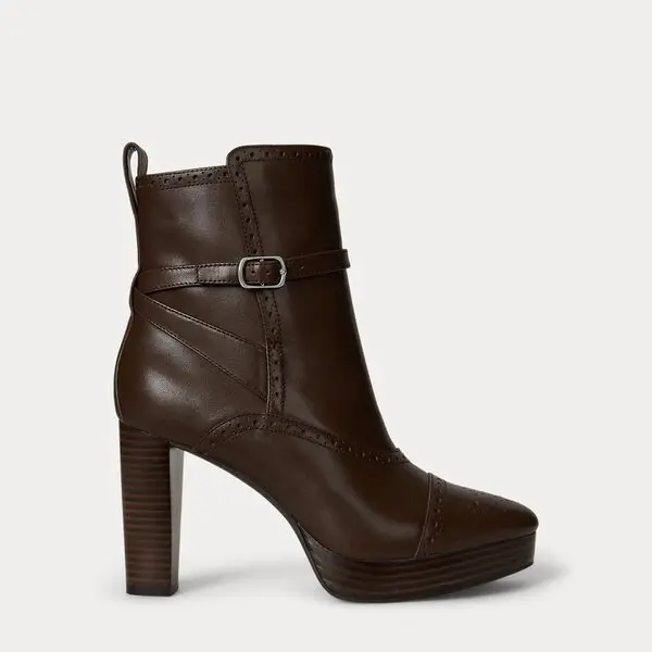 Ralph Lauren Mckinsey Calfskin Bootie - Dark Hickory