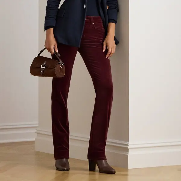 Ralph Lauren Stretch Corduroy Mid-rise Straight Pant - Dark Garnet