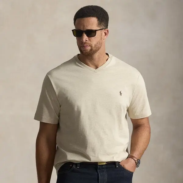 Ralph Lauren Jersey V-neck T-shirt - Expedition Dune Heather