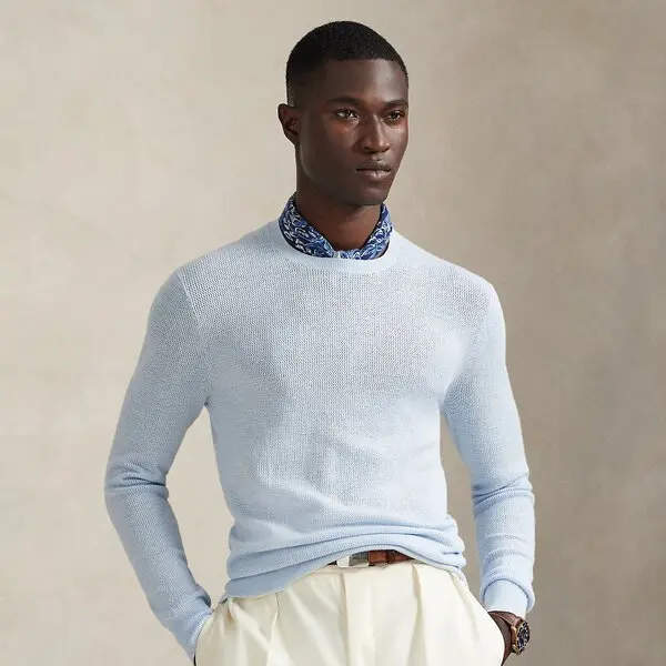 Ralph Lauren Textured Linen-blend Sweater - Beryl Blue