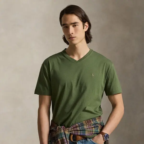 Ralph Lauren Classic Fit Jersey V-neck T-shirt - Supply Olive