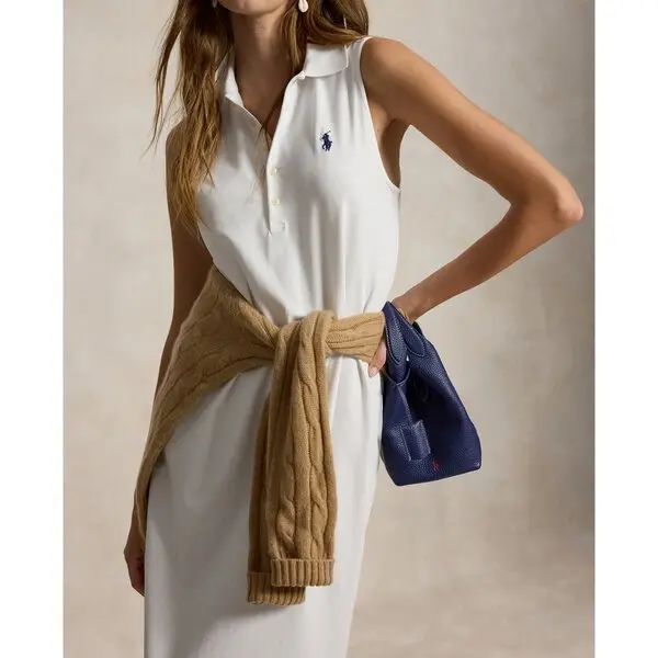 polo ralph lauren women's stretch-cotton sleeveless polo dress Ralph Lauren Stretch-cotton Sleeveless Polo Shirt Dress - White