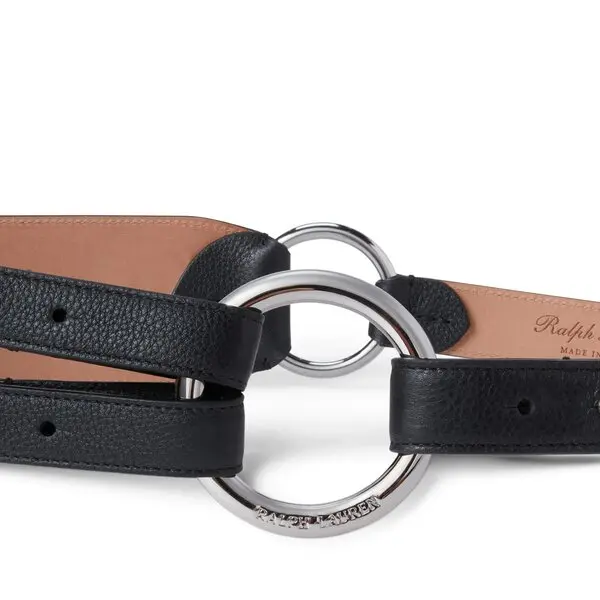 Ralph Lauren Tri-strap O-ring Calfskin Leather Belt - Black