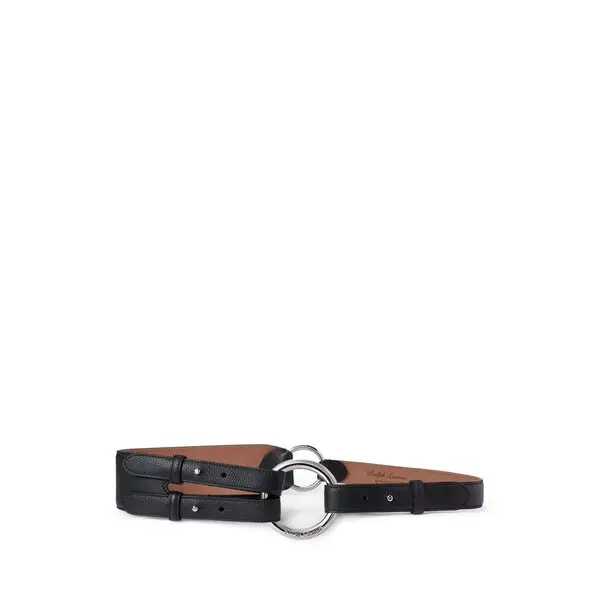 Ralph Lauren Tri-strap O-ring Calfskin Leather Belt - Black