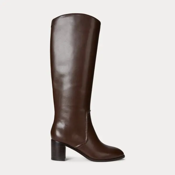 Ralph Lauren Charly Calfskin Tall Boot - Dark Hickory