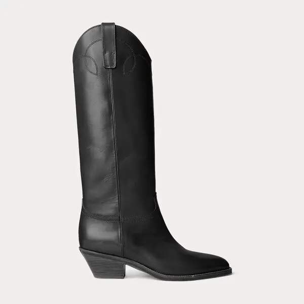 Ralph Lauren Jaelynne 45 Mm Burnished Tall Boot - Black