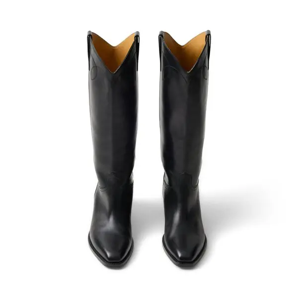Ralph Lauren Jaelynne 45 Mm Burnished Tall Boot - Black