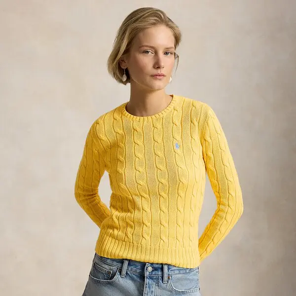 Ralph Lauren Cable-knit Cotton Crewneck Sweater - Beach Yellow