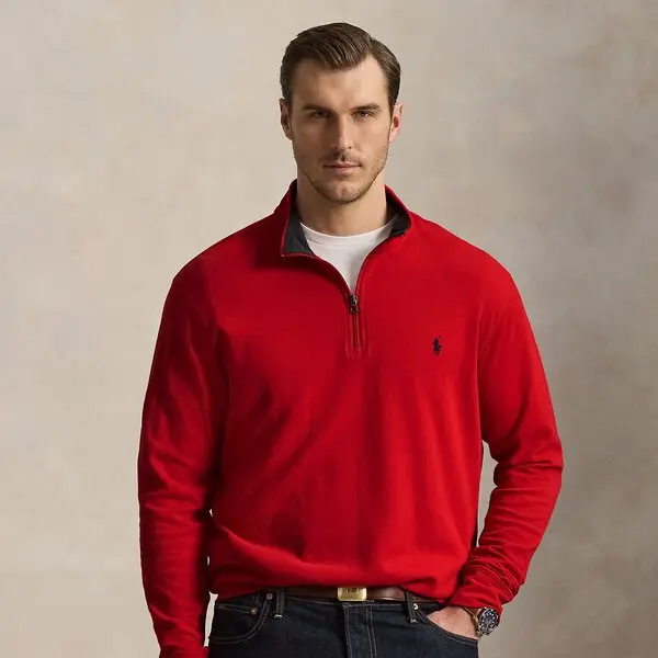 Ralph Lauren Luxury Jersey Quarter-zip Pullover - Rl 2000 Red