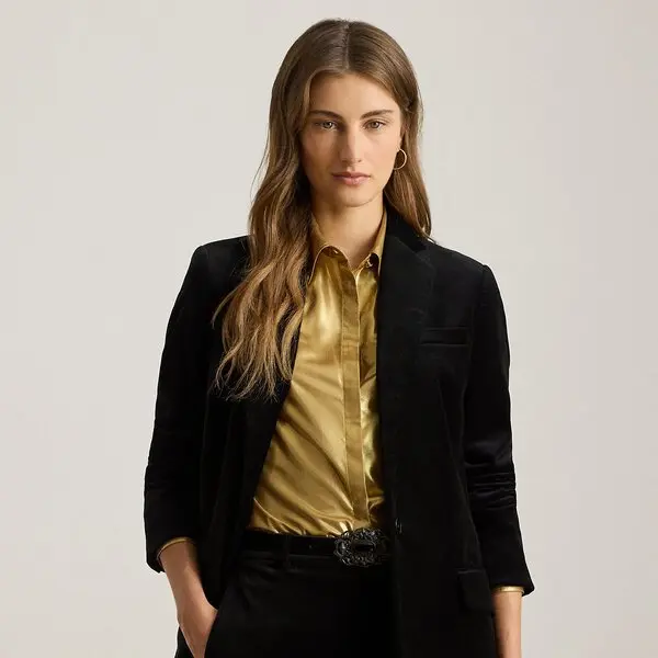 Ralph Lauren Stretch Velvet Blazer - Black Velvet