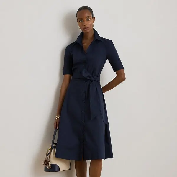 Ralph Lauren Belted Fit-and-flare Shirtdress - Lauren Navy