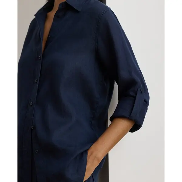 Ralph Lauren Relaxed Fit Linen Roll-tab Sleeve Shirt - Lauren Navy