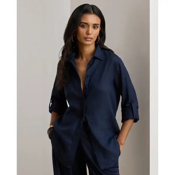 Ralph Lauren Relaxed Fit Linen Roll-tab Sleeve Shirt - Lauren Navy