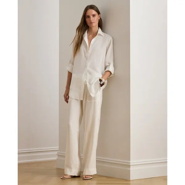 Ralph Lauren Relaxed Fit Linen Roll-tab Sleeve Shirt - White
