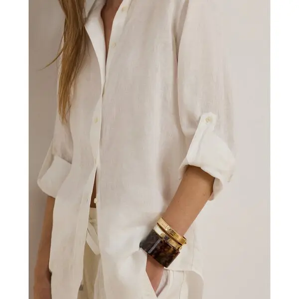 Ralph Lauren Relaxed Fit Linen Roll-tab Sleeve Shirt - White