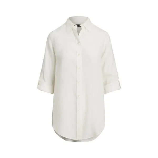 Ralph Lauren Relaxed Fit Linen Roll-tab Sleeve Shirt - White