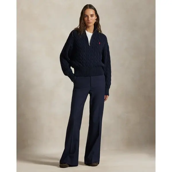 Ralph Lauren Cable-knit Quarter-zip Cotton Sweater - Hunter Navy