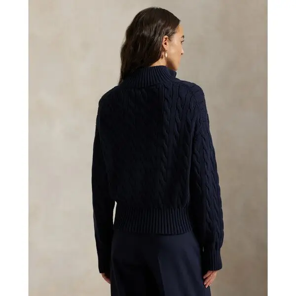 Ralph Lauren Cable-knit Quarter-zip Cotton Sweater - Hunter Navy