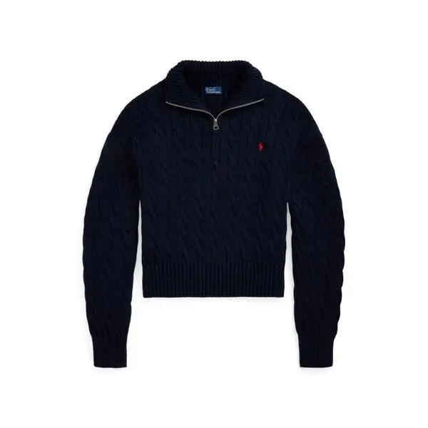 Ralph Lauren Cable-knit Quarter-zip Cotton Sweater - Hunter Navy
