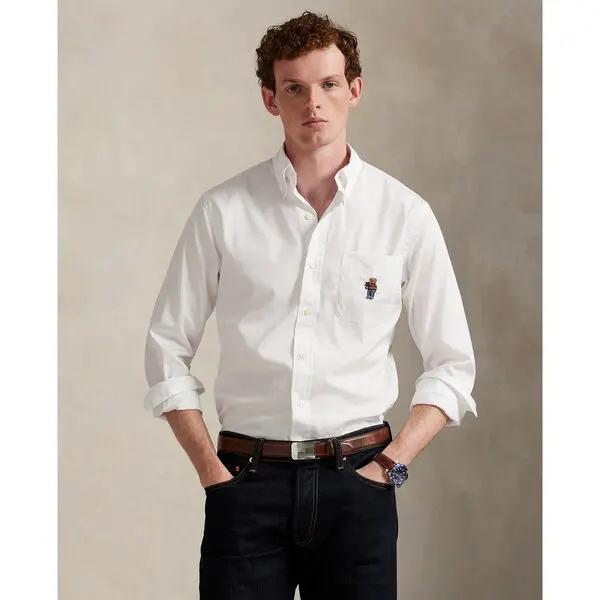Ralph Lauren Custom Fit Polo Bear Poplin Shirt - White