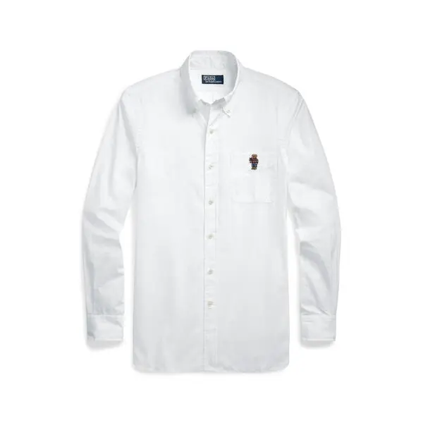 Ralph Lauren Custom Fit Polo Bear Poplin Shirt - White