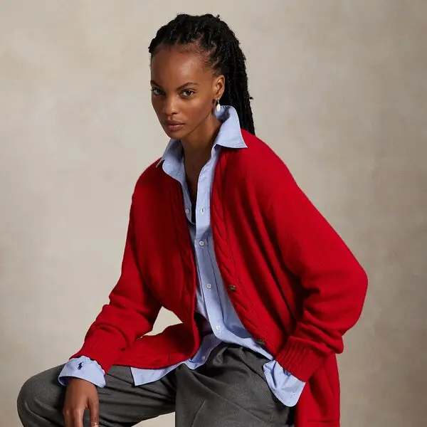 Ralph Lauren Cable-knit Wool-cashmere Cardigan - Rl Red