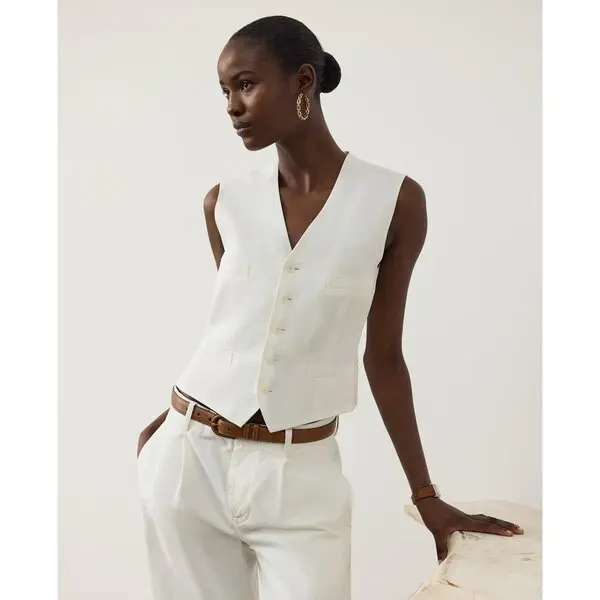 Ralph Lauren Jaiden Linen Vest - Cream