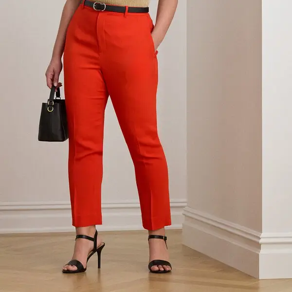 Ralph Lauren Stretch Cady Cropped Pant - Bright Vermilion