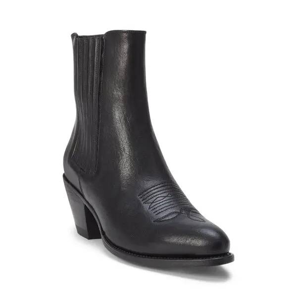 Ralph Lauren Leather Chelsea Western Boots - Black