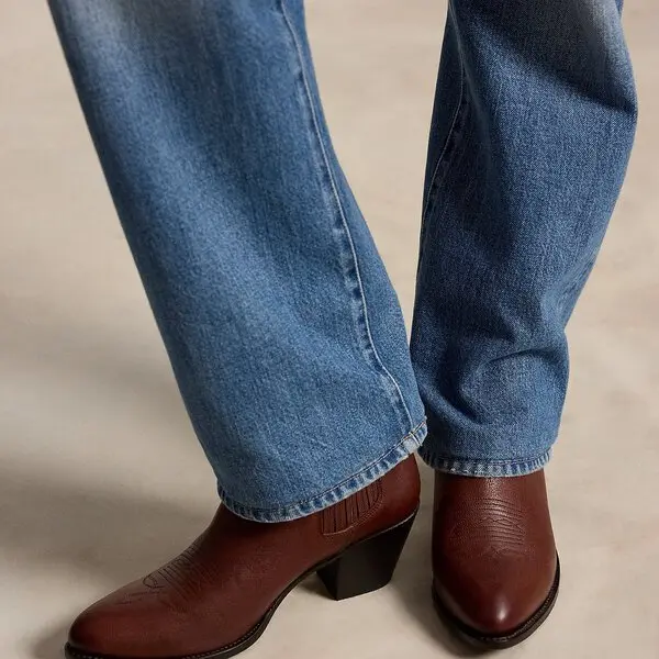 Ralph Lauren Leather Chelsea Western Boots - Dark Cognac