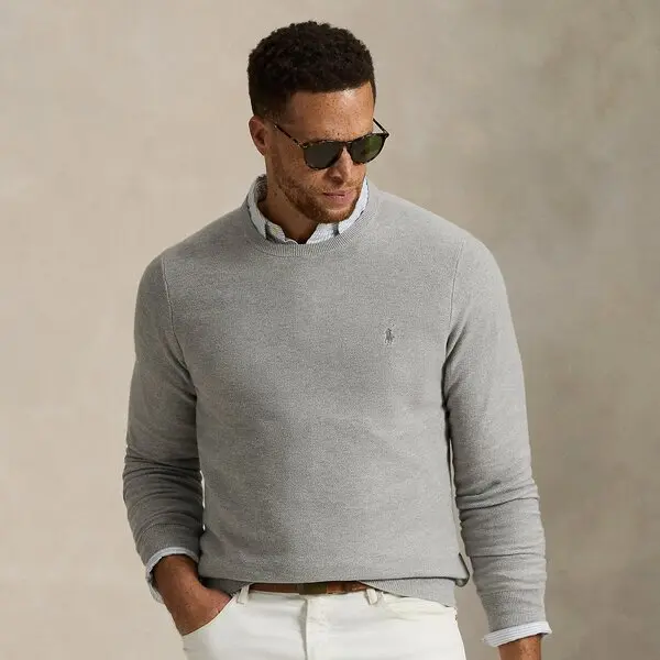 Ralph Lauren Mesh-knit Cotton Crewneck Sweater - Andover  Heather
