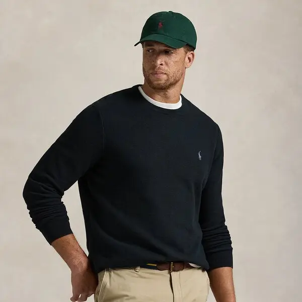Ralph Lauren Mesh-knit Cotton Crewneck Sweater - Polo Black