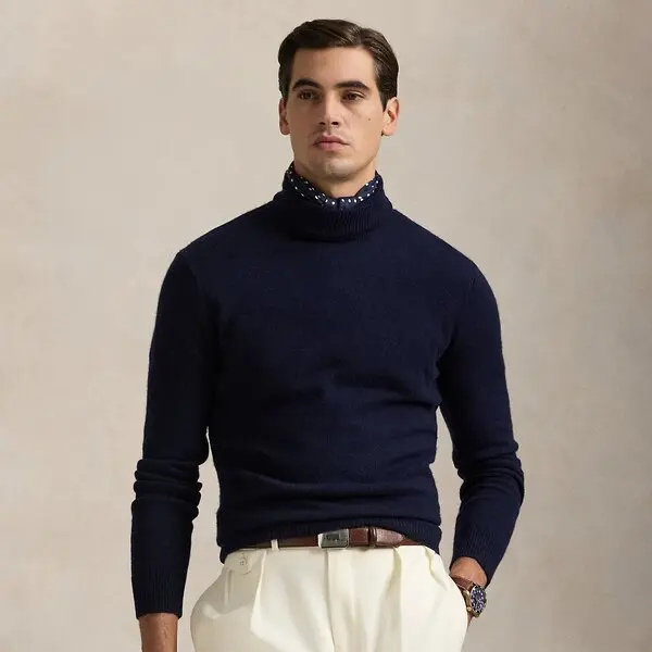 Ralph Lauren Wool-cotton Turtleneck Sweater - Hunter Navy