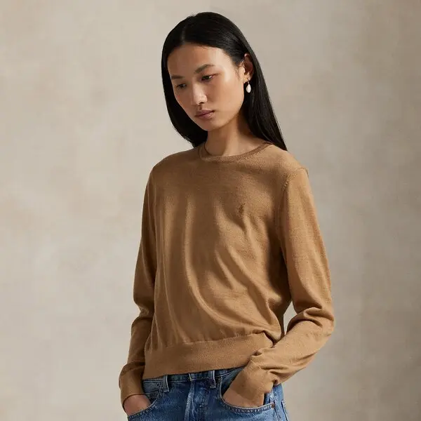 Ralph Lauren Merino Woo Crewneck Sweater - Collection Camel Melange
