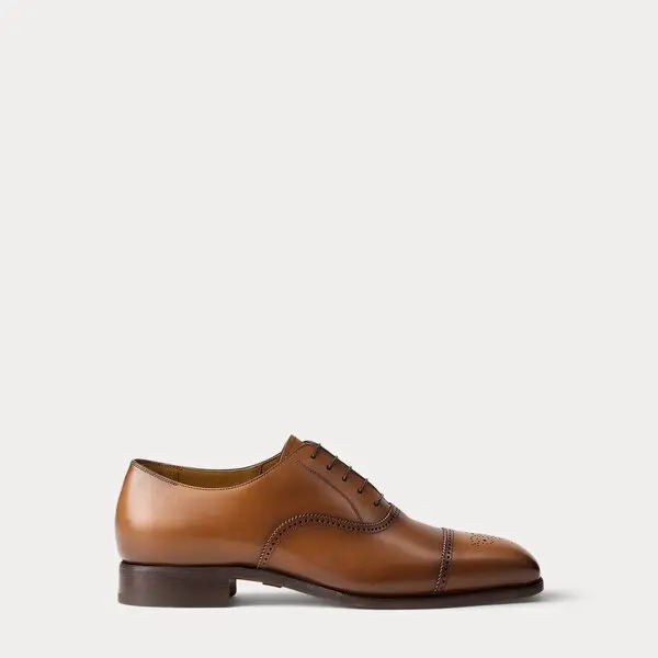 Ralph Lauren Denver Burnished Calfskin Cap-toe Shoe - Tan
