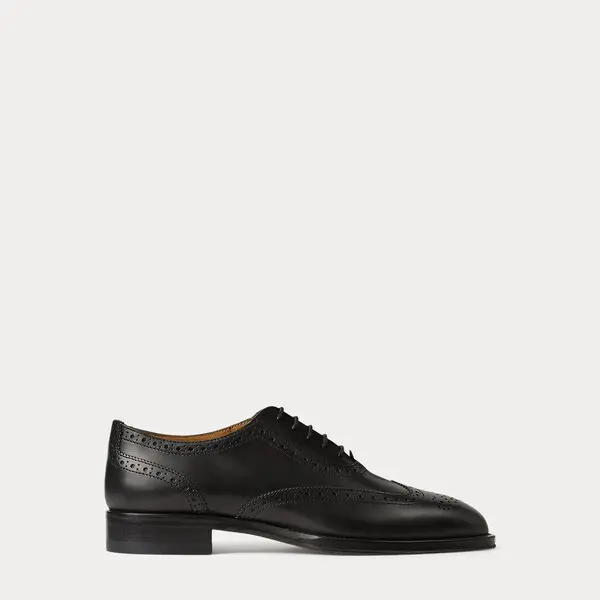 Ralph Lauren Layton 20 Mm Burnished Calfskin Oxford - Black