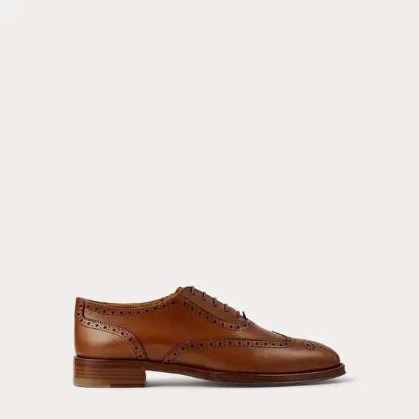 Ralph Lauren Layton 20 Mm Burnished Calfskin Oxford - Rl Gold